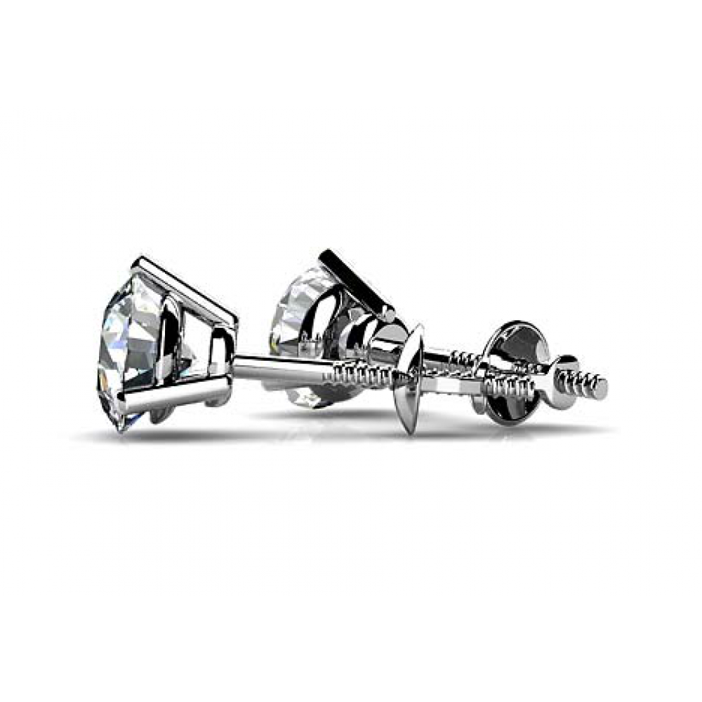 1.00 ct Round Cut Diamond Martini Setting Stud Earrings in Screw Back